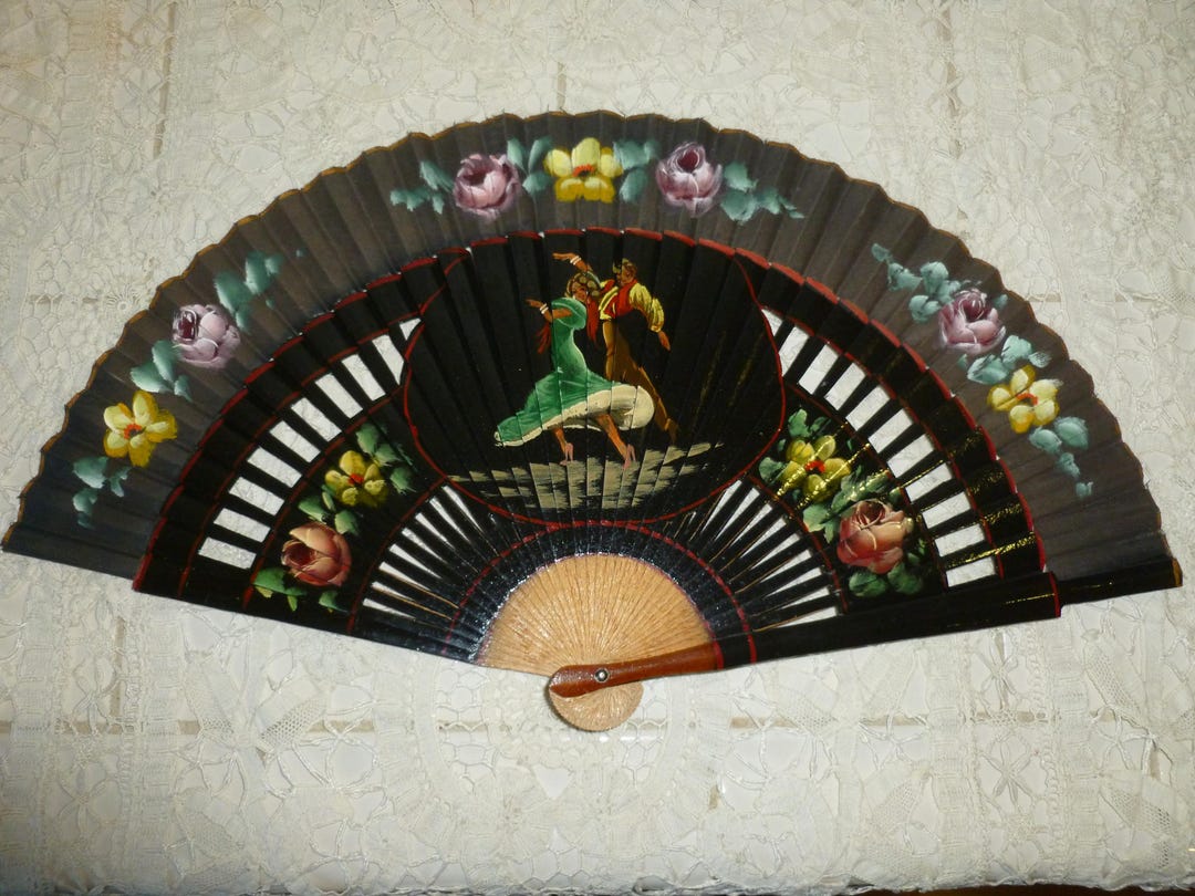 A Beautiful Spanish Hand Fan From the 1950's-1960's / Hand Painted ...