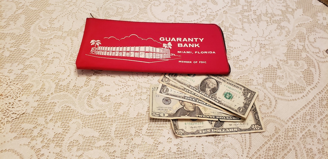 Vintage 1970's Heavy Cloth Bank Deposit Bag - Guaranty Bank Miami ...