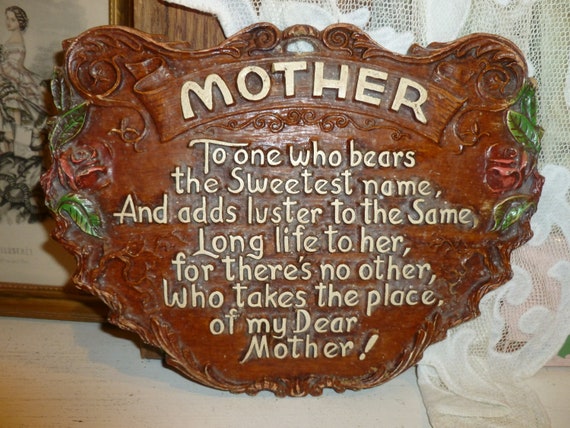 A Sweet Vintage Time Worn Syroco Mother Motto Wall Plaque / - Etsy