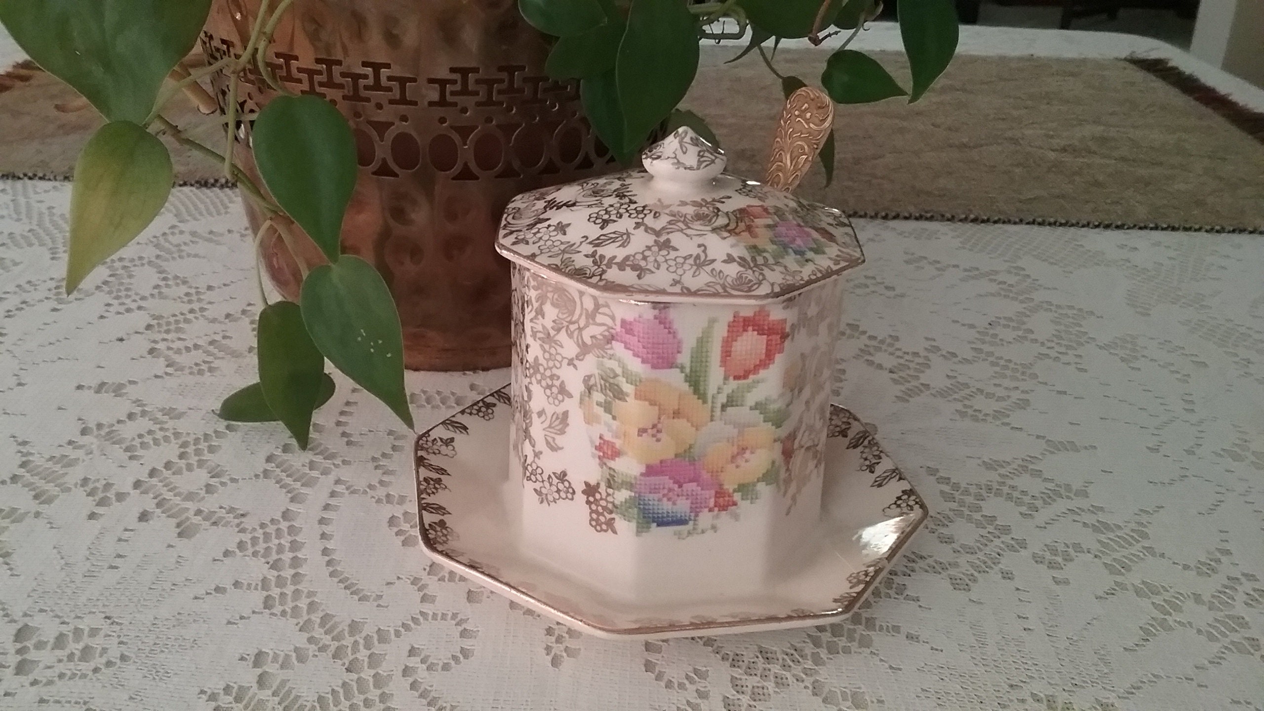 Vintage English Porcelain Ceramic Jam - Marmalade Jar in Sampler ...