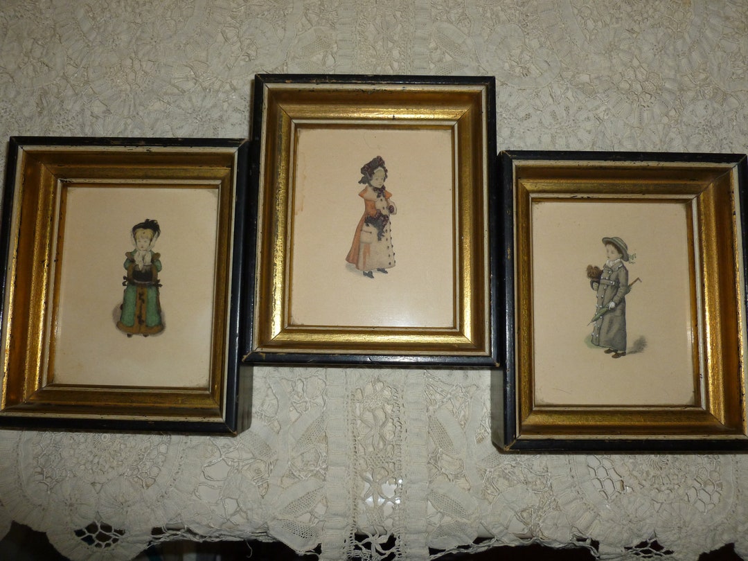 A Vintage Set of Victorian Children Prints / 1950's - 1960's / Charming / Original Gold and ...