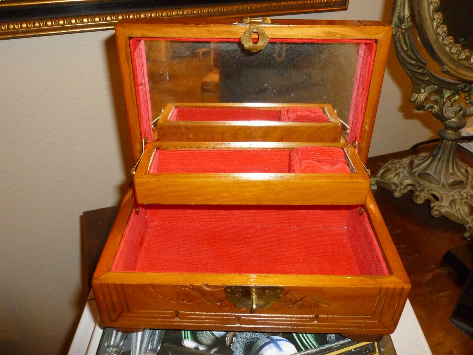 A Vintage Carved Wood Jewelry Box From the 1970's / - Etsy