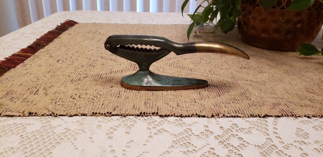 Vintage Brass Table Nutcracker - Dark Turquoise Color Finish - Made in ...