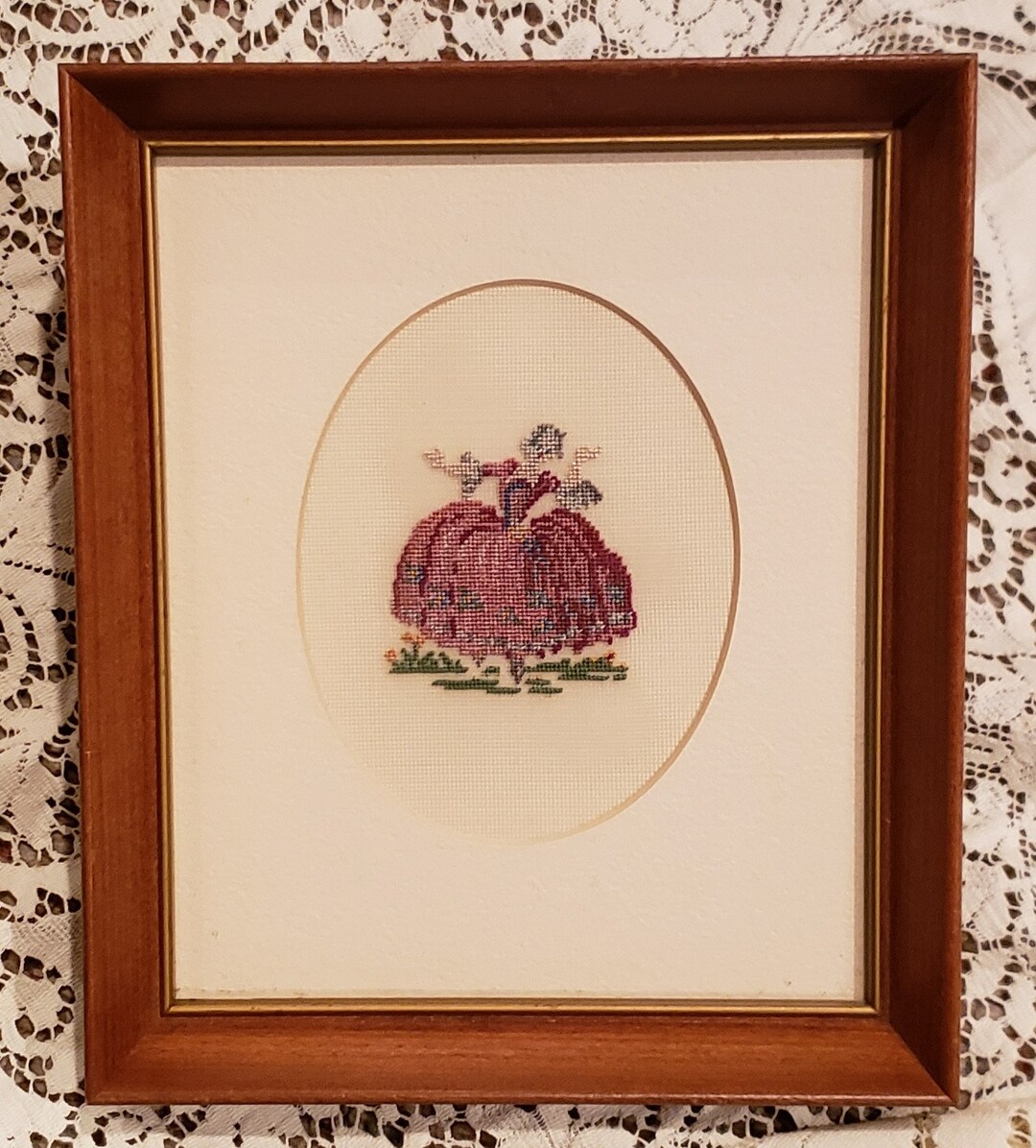 Vintage 1950's Miniature Petit Point Stitch Lady in 18th Century Style ...