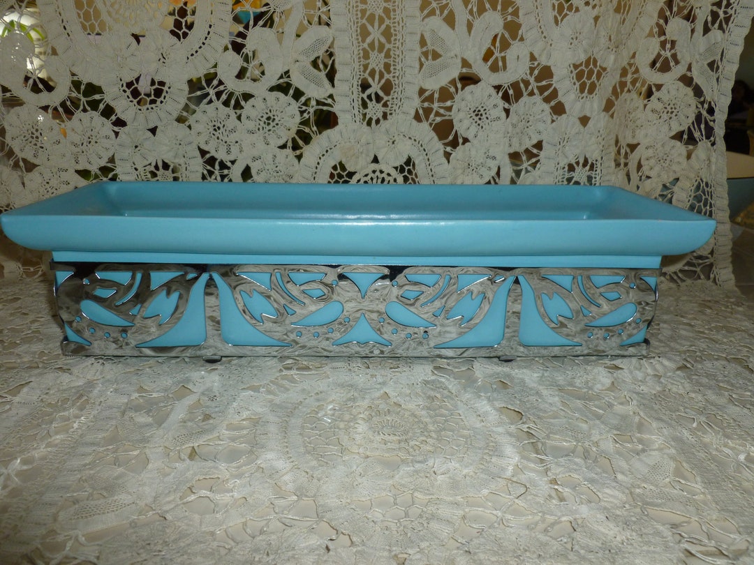 A Vintage "northington" Pottery and Chrome Frame Planter Box From the ...