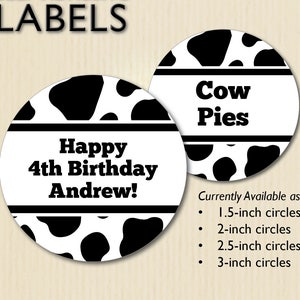 Cow Stickers, Farm Party Decor, Black and White, Cow Print Birthday ...