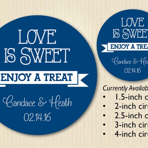 Custom Navy Blue Love Is Sweet Wedding Favor Etsy