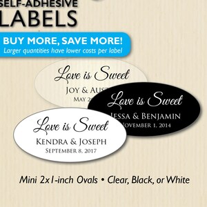 Wedding Stickers, Love is Sweet Favor Labels, Mini Oval Sticker for ...