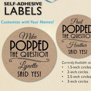 He Popped the Question, Bridal Shower Label, Engagement Party, Wedding ...