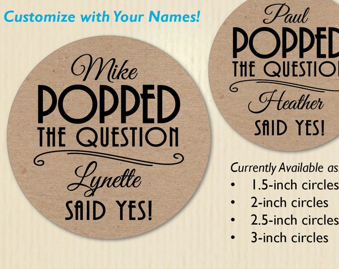 He Popped the Question, Bridal Shower Label, Engagement Party, Wedding ...