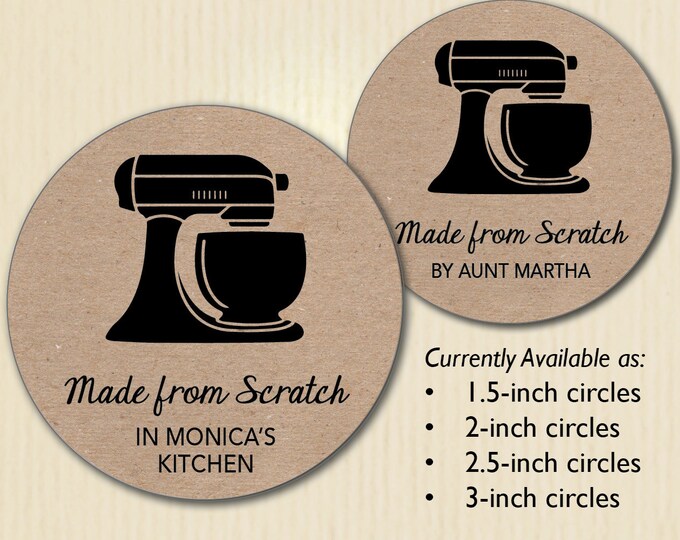 Made From Scratch Stickers, Kitchen Mixer, Brown Kraft, Bake Sale, Made ...