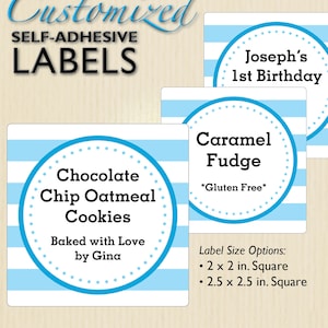Blue Stripe Labels Cookie Packaging Bakery School Bake - Etsy