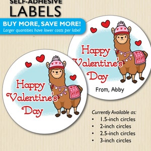 Llama Valentine Stickers, Alpaca Labels for Valentines Day Treat Bags ...