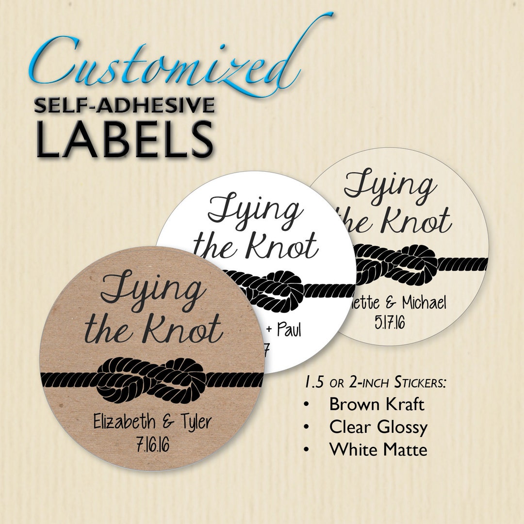 Custom "tying the Knot" Wedding Favor Label, Engagement Party ...