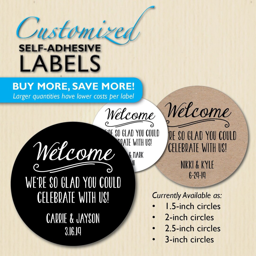Welcome Labels, Wedding Stickers for Gable Boxes, Reception Favors ...