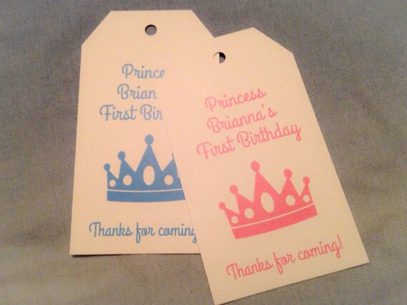 Custom Crown Hang Tags Baby Shower Favors Prince Princess | Etsy