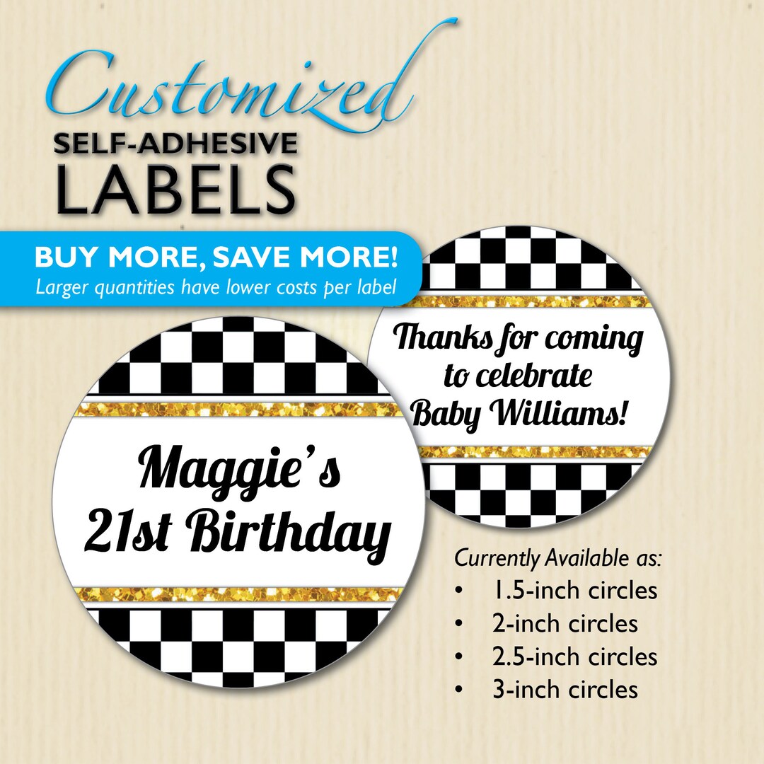 Checkered Labels, Gold Sparkles, Gold Glitter Birthday, Baby Shower ...