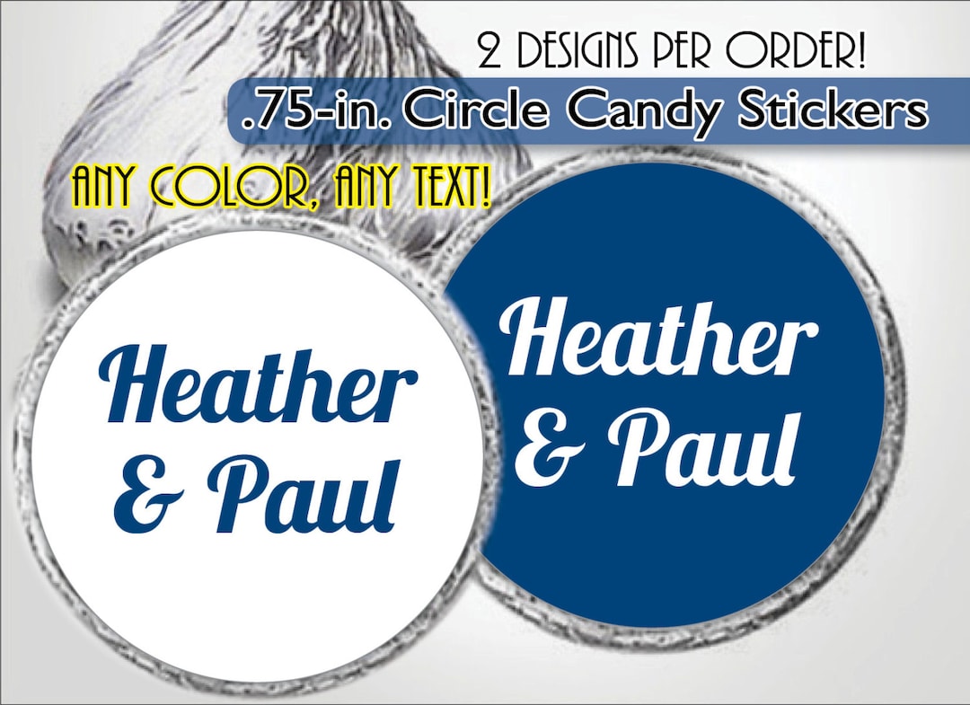 CUSTOM MESSAGE Kiss Stickers, Wedding Candy Labels, Bridal Shower, Boy ...