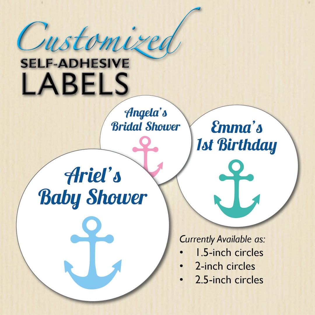 Nautical Baby Shower Stickers, 1st Birthday, Custom Anchor Favor Labels ...