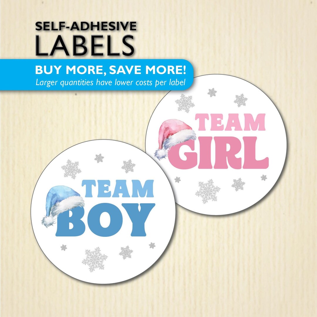 24+ Santa Baby Gender Reveal Stickers, Winter Holiday Baby Shower, Team ...