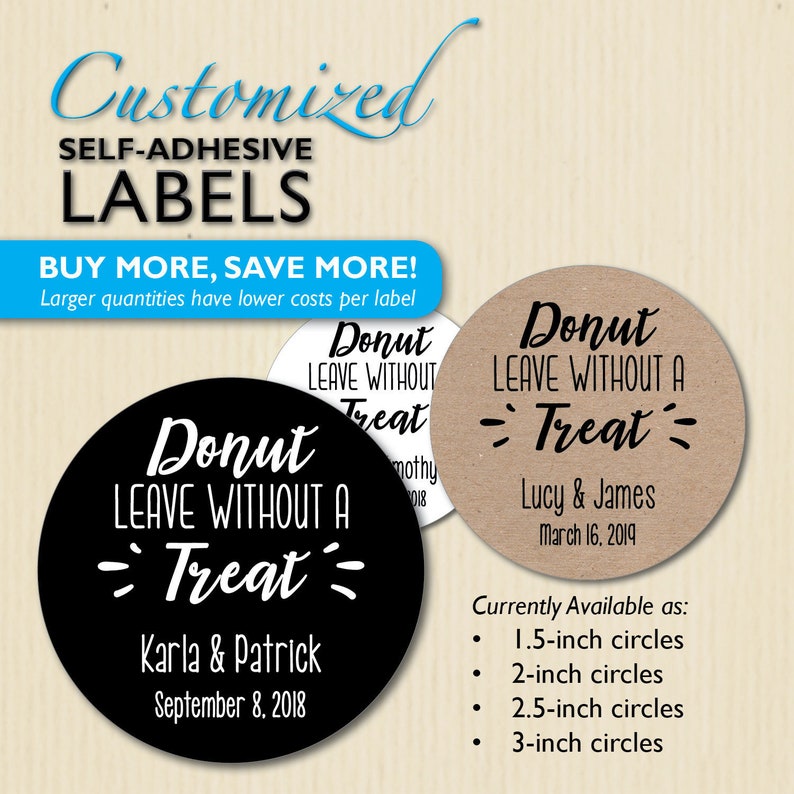 Donut Leave Without A Treat Wedding Stickers, Donut Favor Labels ...