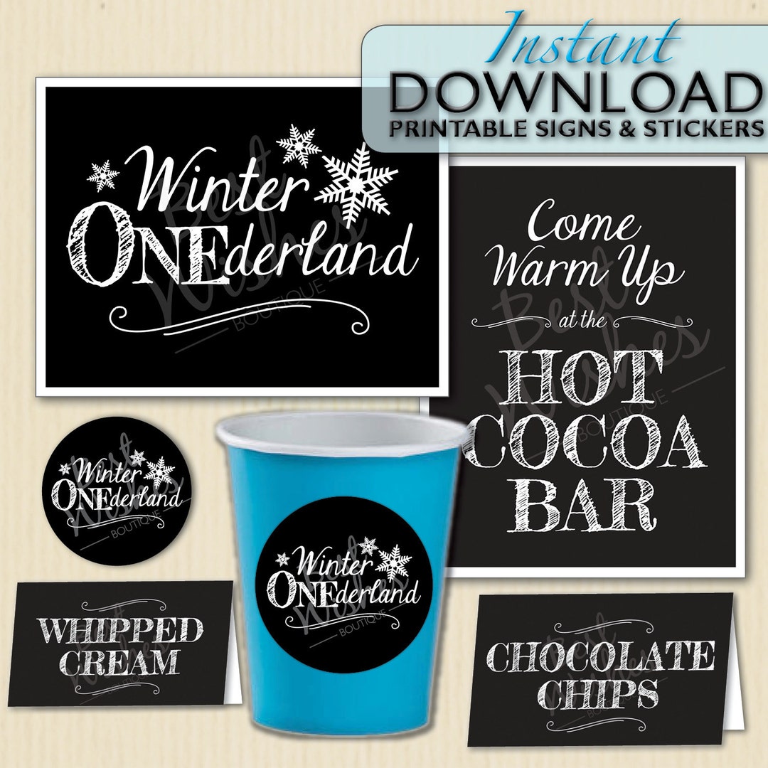 INSTANT DOWNLOAD: DIY Hot Cocoa Bar, 24 Tent Cards, Printable Stickers ...