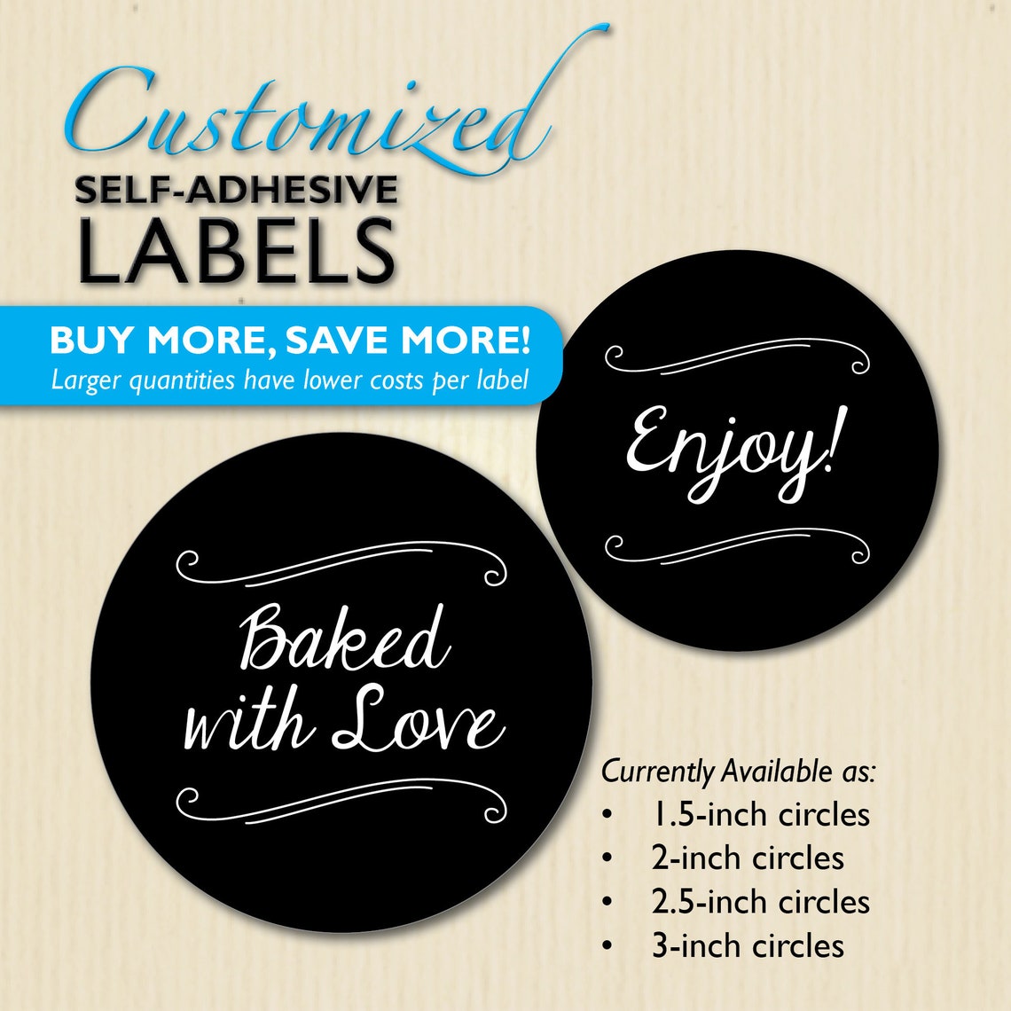 Baked With Love Labels, Enjoy Stickers, Chalkboard Style, Food Labels ...