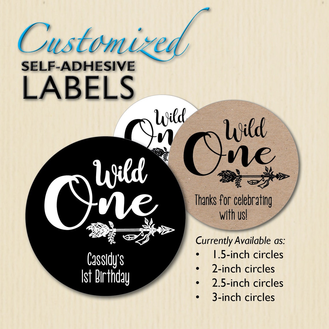 Wild One Stickers, 1st Birthday, Tribal Party Favor Labels, First ...