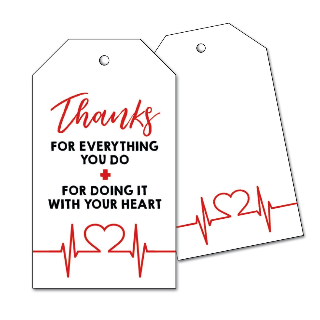 Doctor / Nurse Thank You Tags + Opt. Clear Bags, Medical Hospital ...