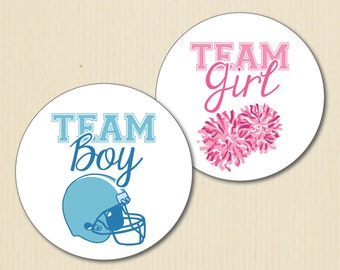 Team Tutus and Team Touchdowns Football Gender Reveal Party Stickers ...