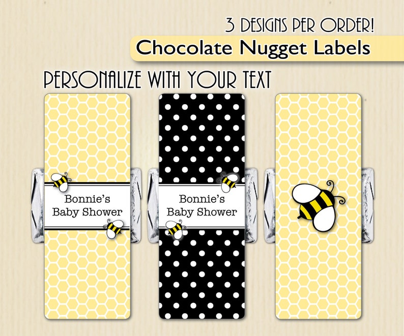 Bumble Bee Nugget Labels Custom Candy Wrapper Baby Shower - Etsy
