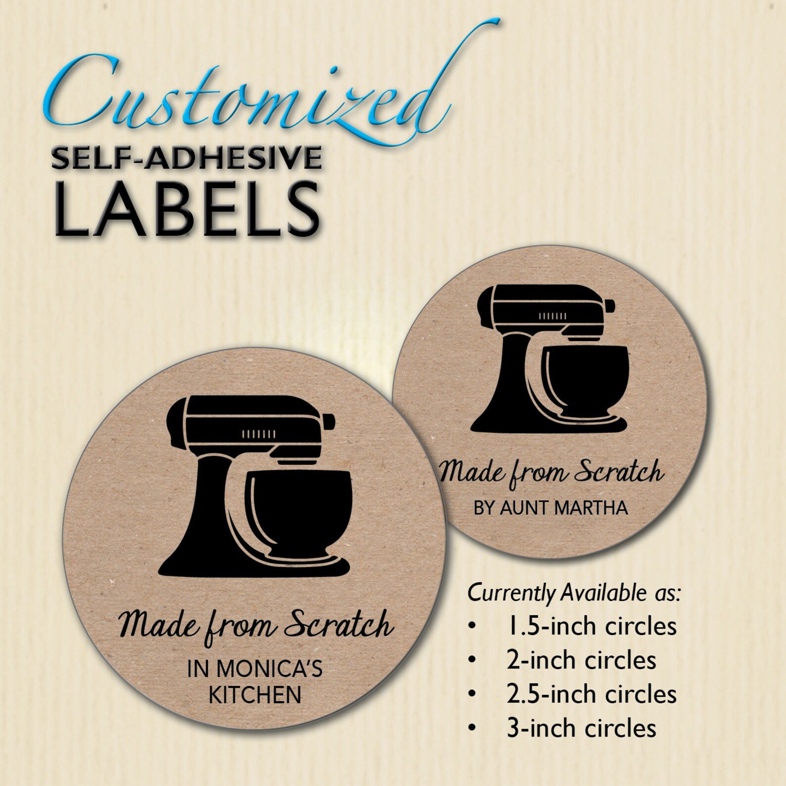 Made From Scratch Stickers, Kitchen Mixer, Brown Kraft, Bake Sale, Made ...
