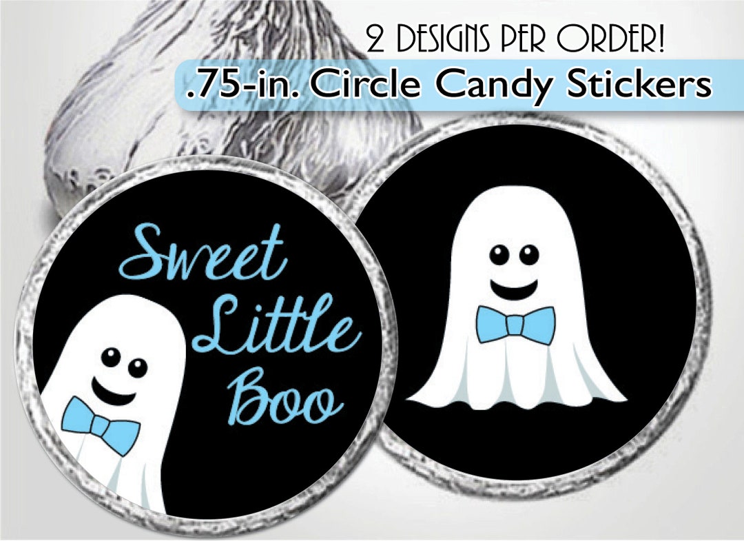 Sweet Little Boo Baby Shower Kiss Stickers, Cute Boy Ghost Birthday ...