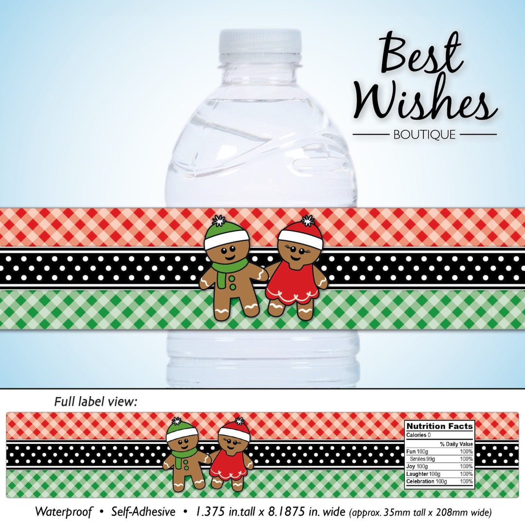 Waterproof Water Bottle Labels, Gingerbread Gender Reveal Party ...