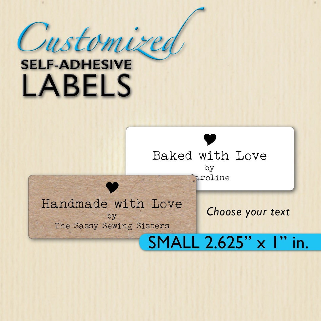 Handmade With Love Labels, Custom Stickers, Heart, Baked With Love ...