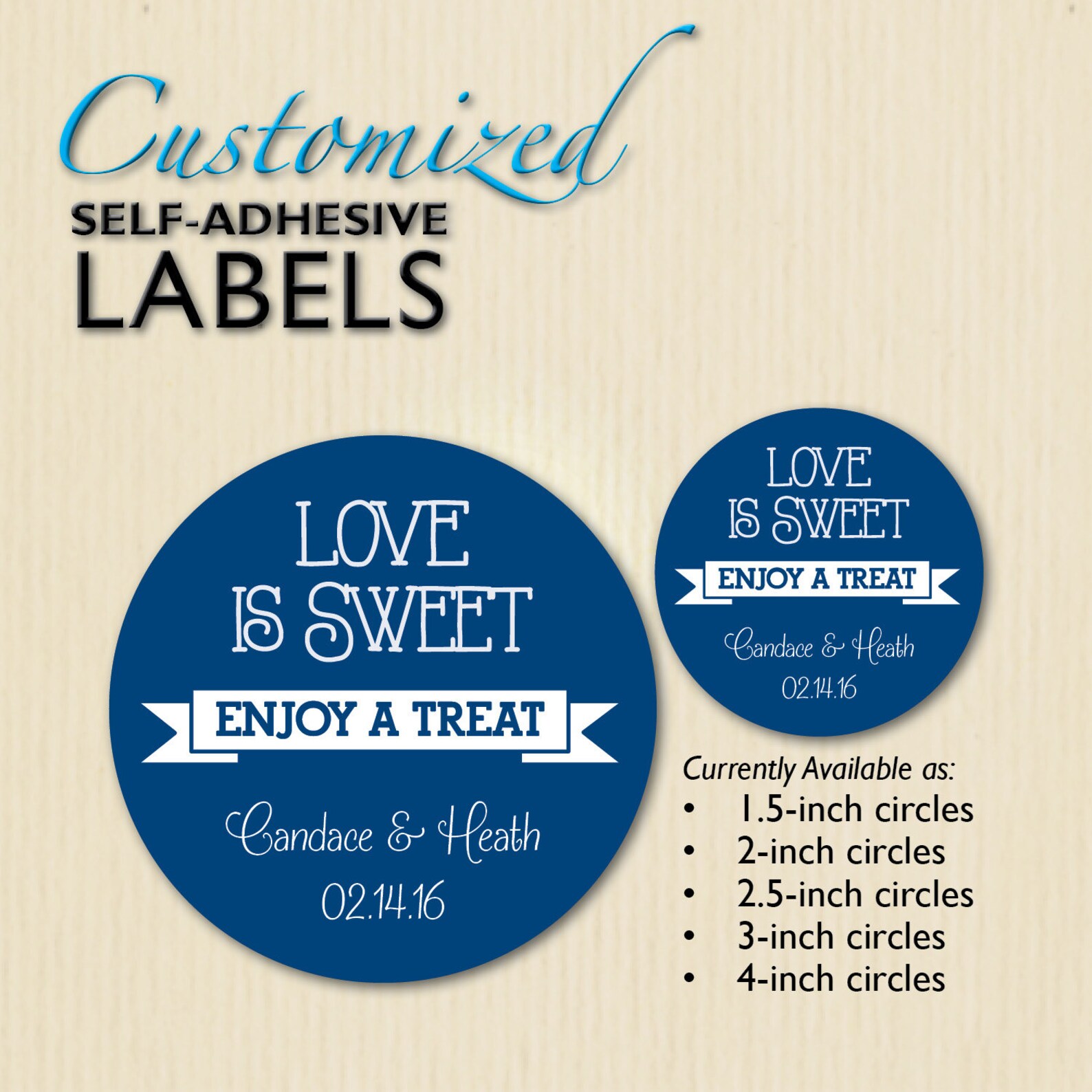 Custom Navy Blue Love Is Sweet Wedding Favor Etsy