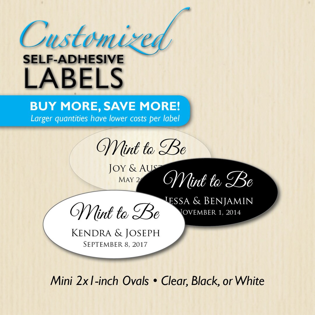 Mint to Be Wedding Stickers, Favor Labels, Mini Oval Sticker -for Mint ...