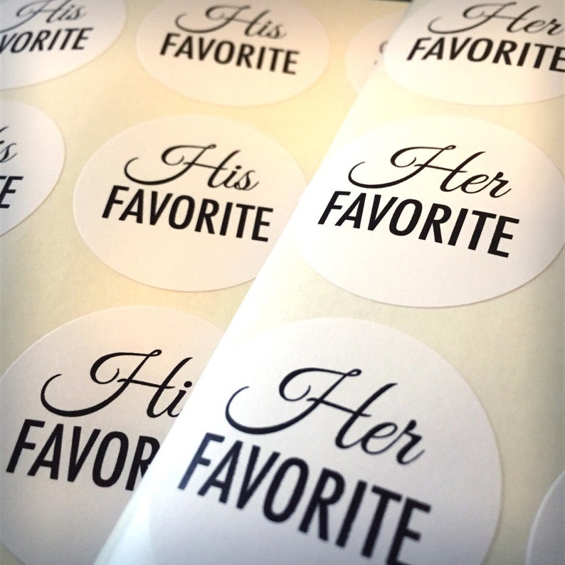 His Favorite & Her Favorite Stickers Welcome Bag Treats - Etsy
