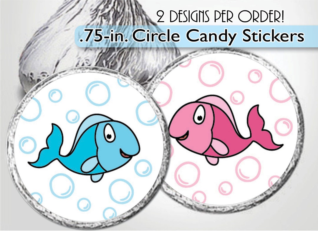 Fish Gender Reveal Party Kiss Stickers, Twin Baby Shower Favors, Party ...