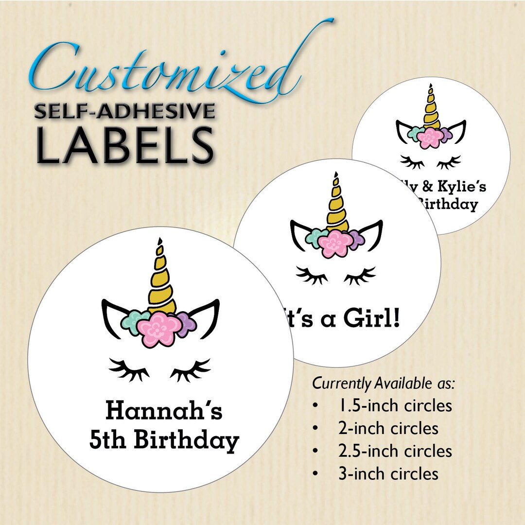 Unicorn Stickers, Birthday Favor Label, for Treat Bag, Candy Buffet Box ...