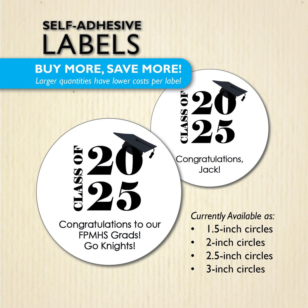 Class of 2025 - Graduation Party Thank You Stickers, Favor Labels for ...