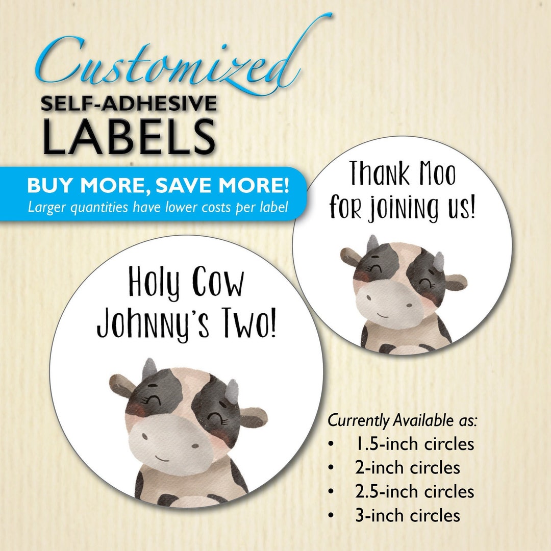 Cow Stickers, Farm Party Decor, Holy Cow Baby Shower, Birthday Favor ...