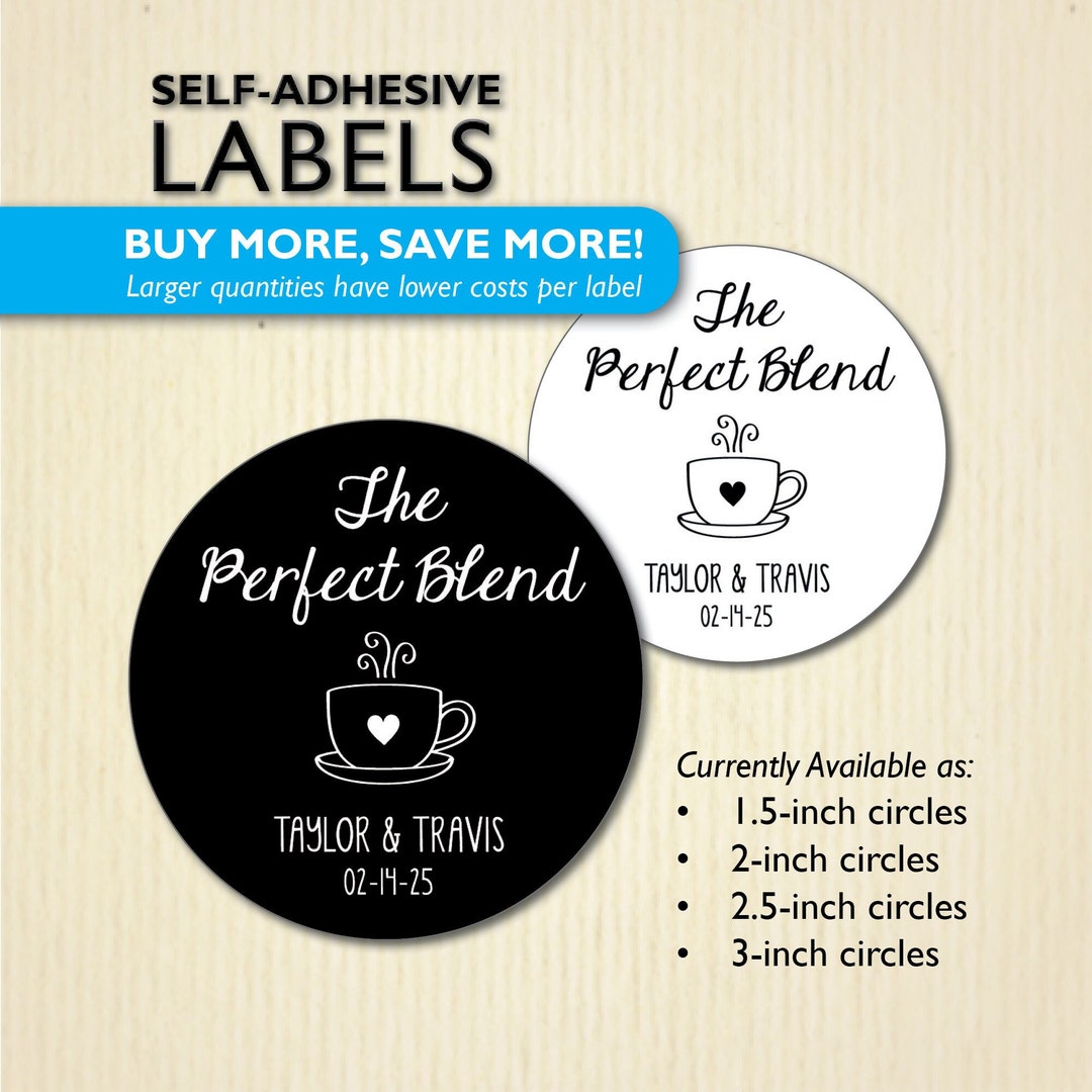 The Perfect Blend Coffee Cup Wedding Stickers for Coffee Beans, Cup ...