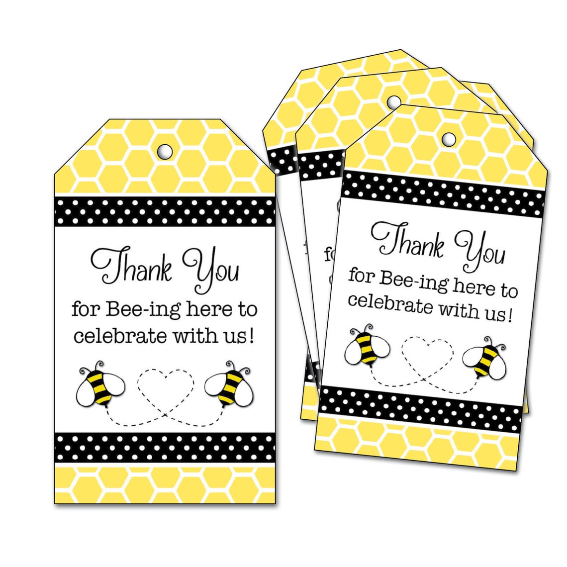 Bee Thank You Favor Tags + Opt. Clear Favor Bags - for Baby Shower ...
