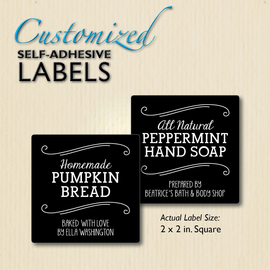 CUSTOM TEXT Product Labels, Etsy Shop Packaging, Custom Sticker ...