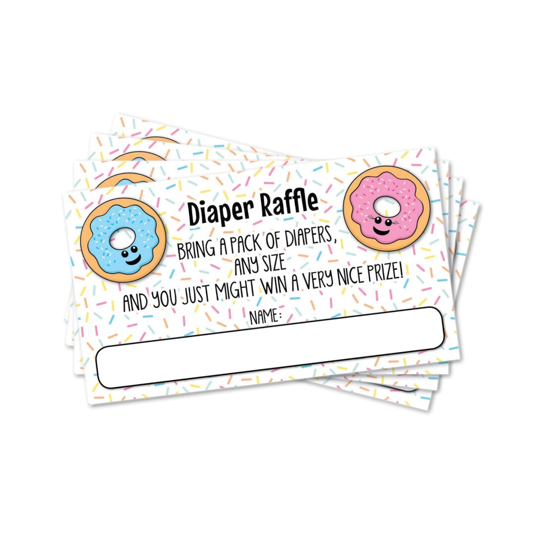 Donut Diaper Raffle Tickets, Baby Shower / Baby Sprinkle Raffle Cards ...