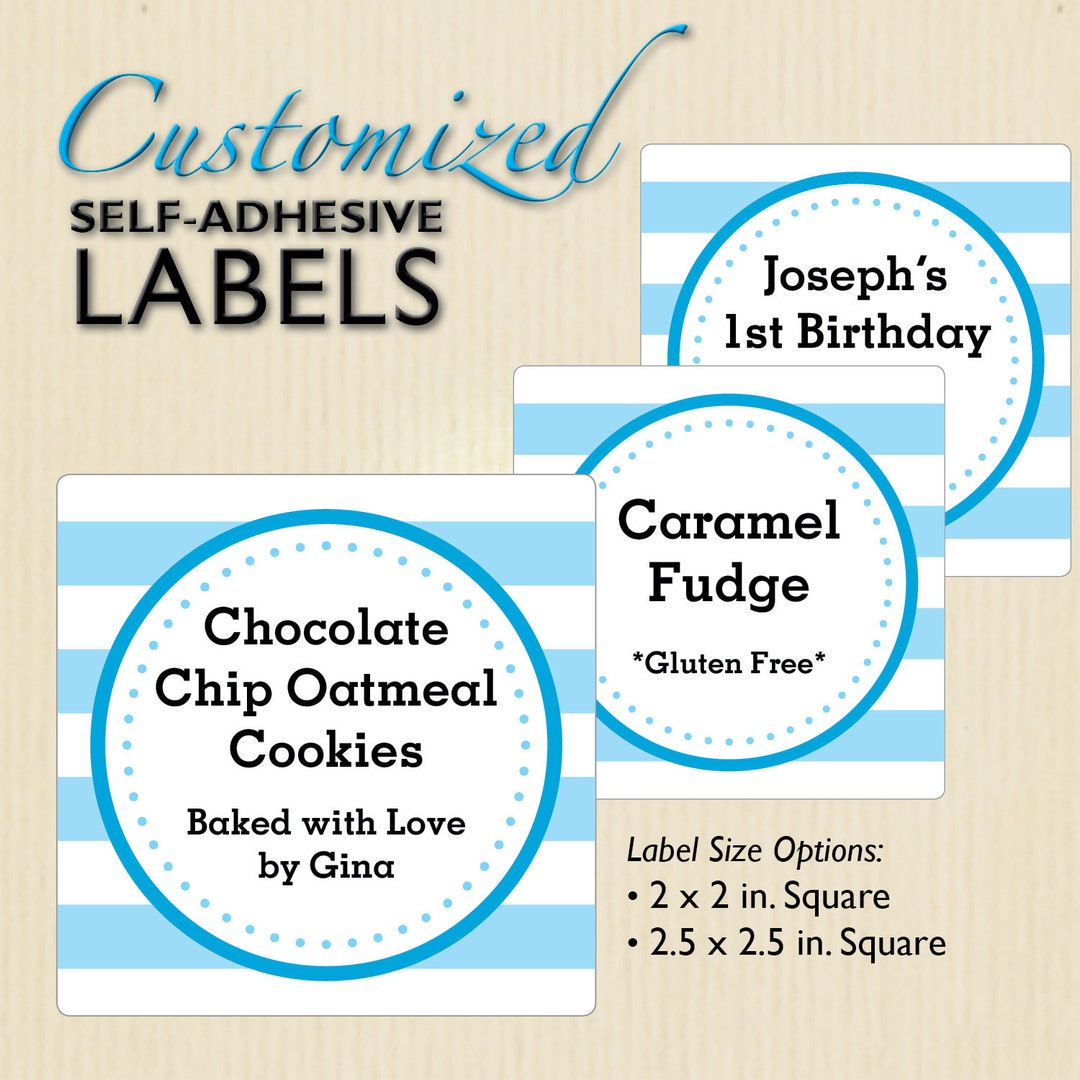 Blue Stripe Labels, Cookie Packaging, Bakery, School Bake Sale, Church ...