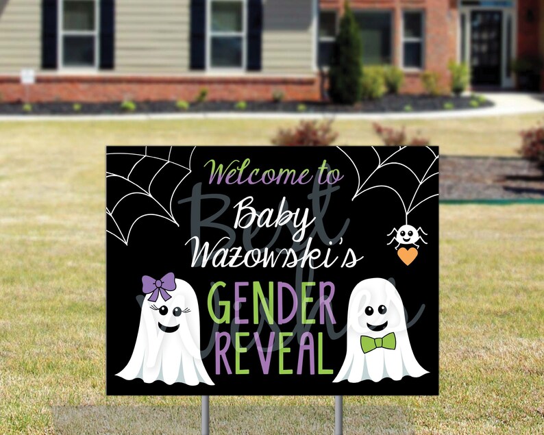 Ghost Gender Reveal Yard Sign Halloween Baby Team Booy or - Etsy