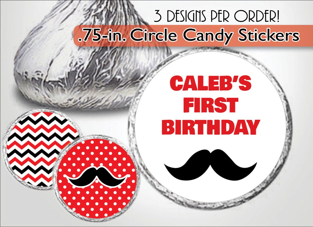 MUSTACHE Kiss Labels - Custom Kiss Sticker, Boy Baby Shower Favor ...