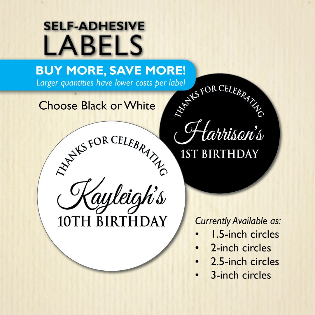 Modern Birthday Party Favor Labels, Minimalist Thank You Stickers - for ...